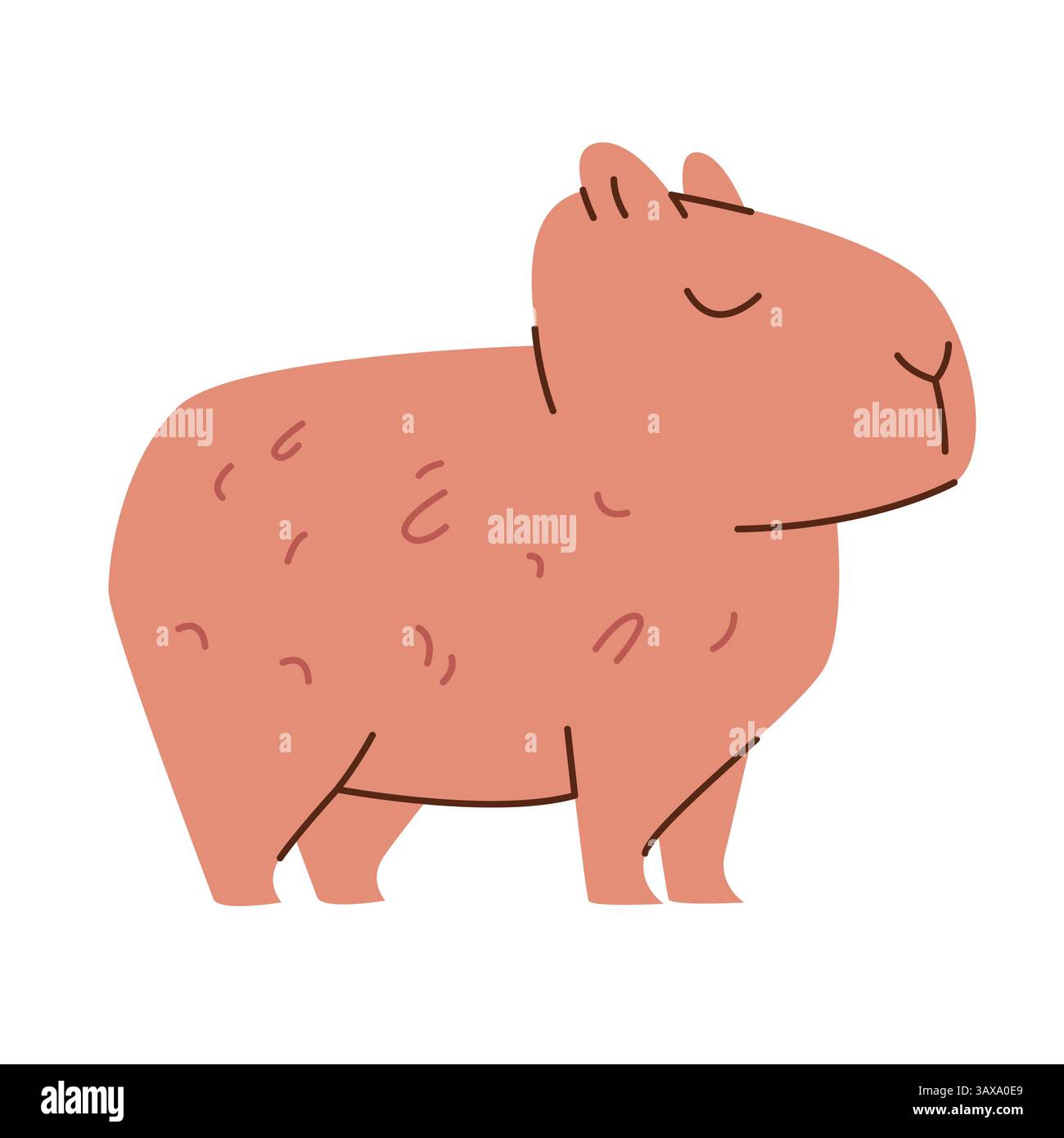 Capybara standing cute flat illustration sticker cartoon character ...