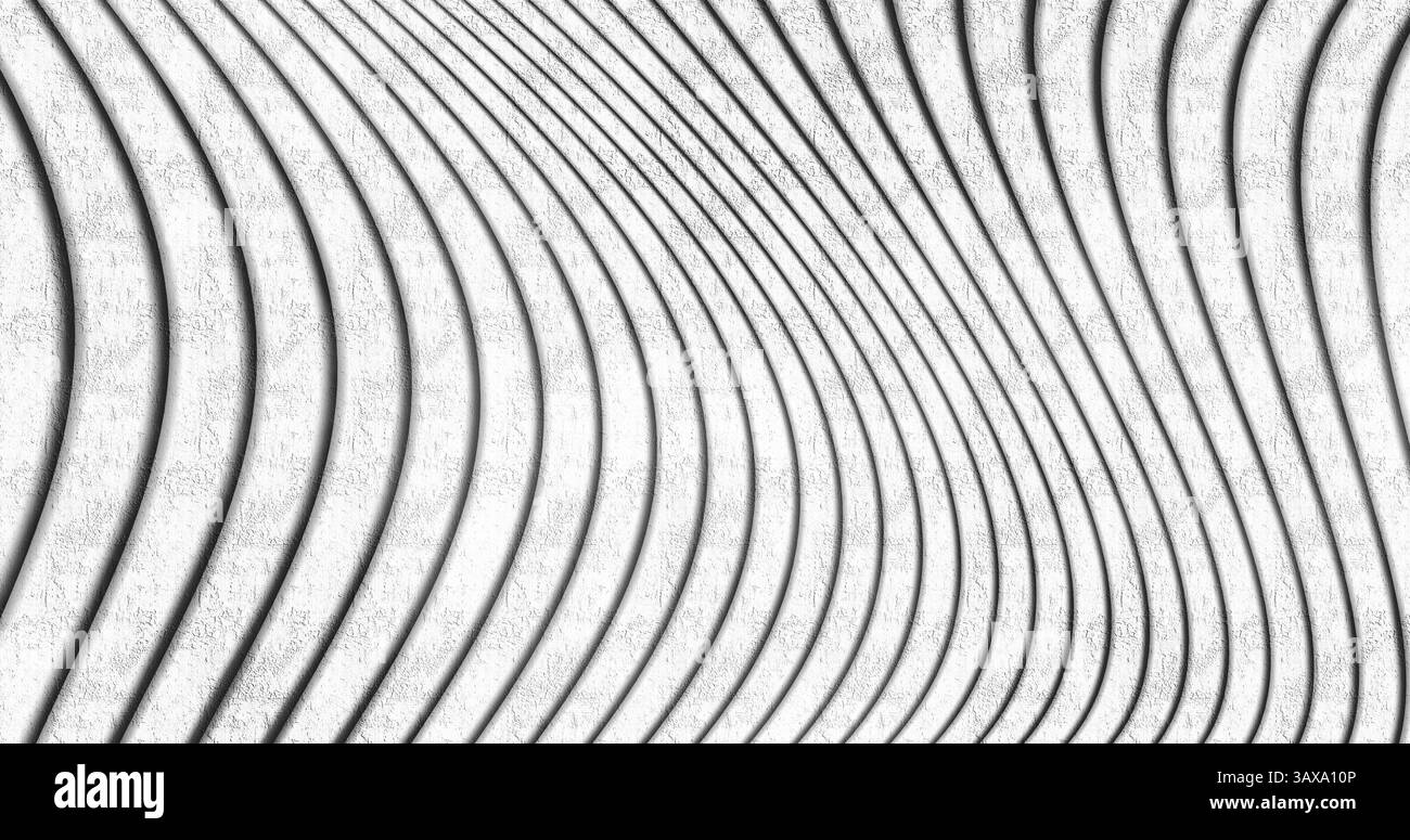 Abstract background with curved plaster panels forming hypnotic waves ...