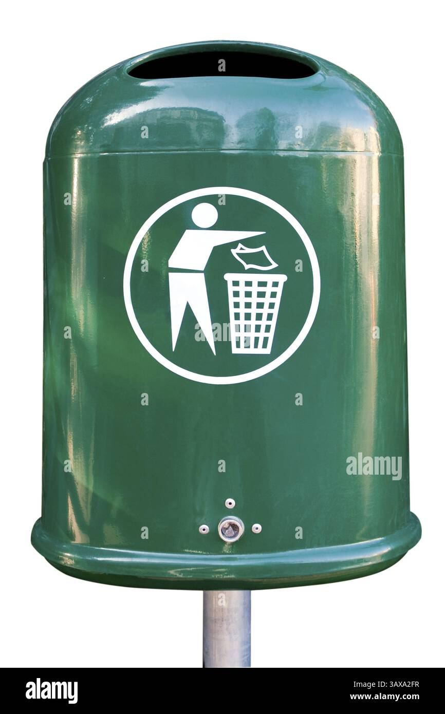 Empty public rubbish bin - cut-out Empty garbage can in a park ...