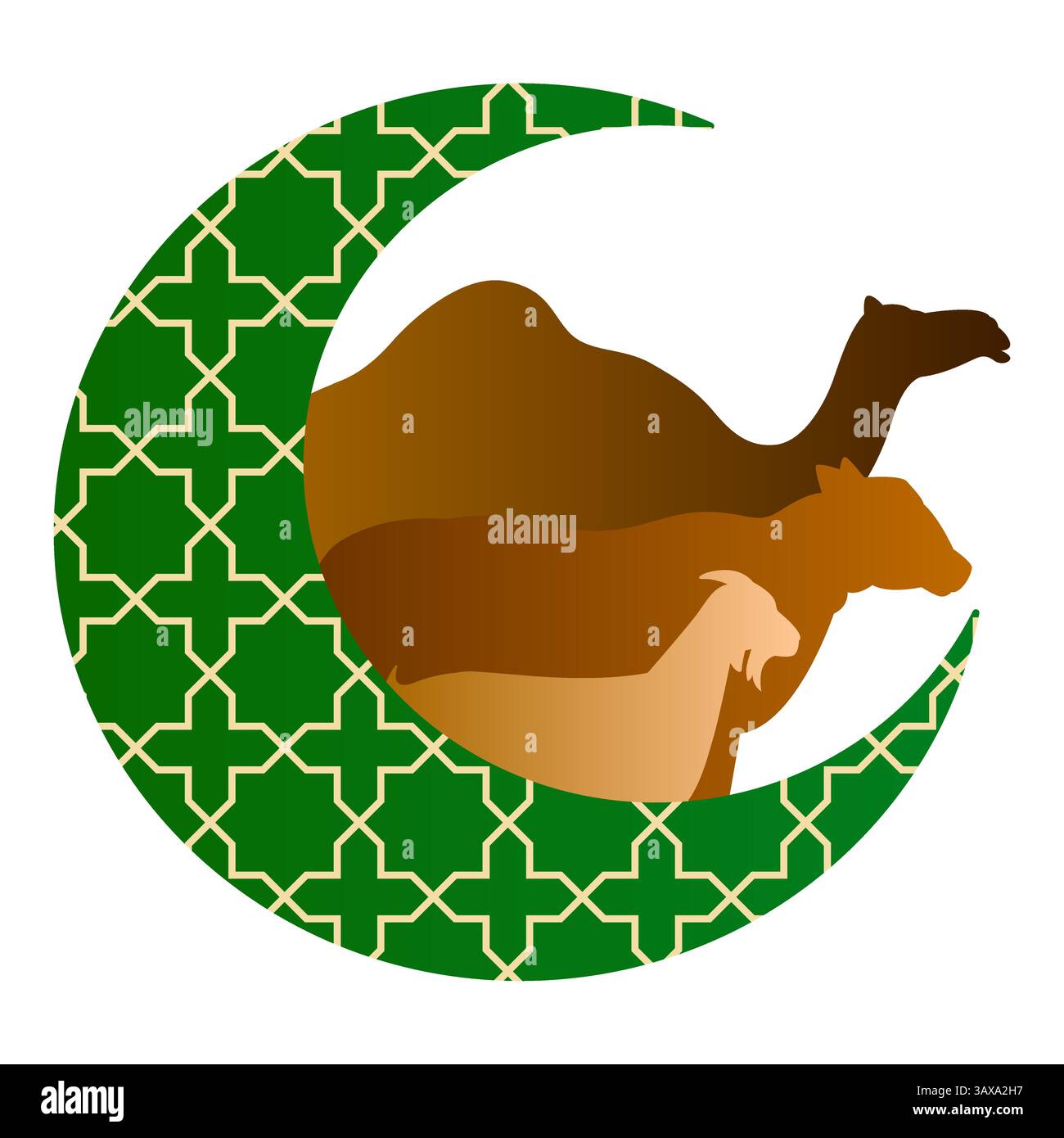 Eid Al Adha crescent moon celebration of kurban qurban Islam holiday ...