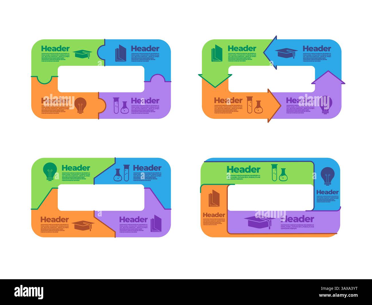 infographic four rounded flow steps colorful circle circular workflow ...