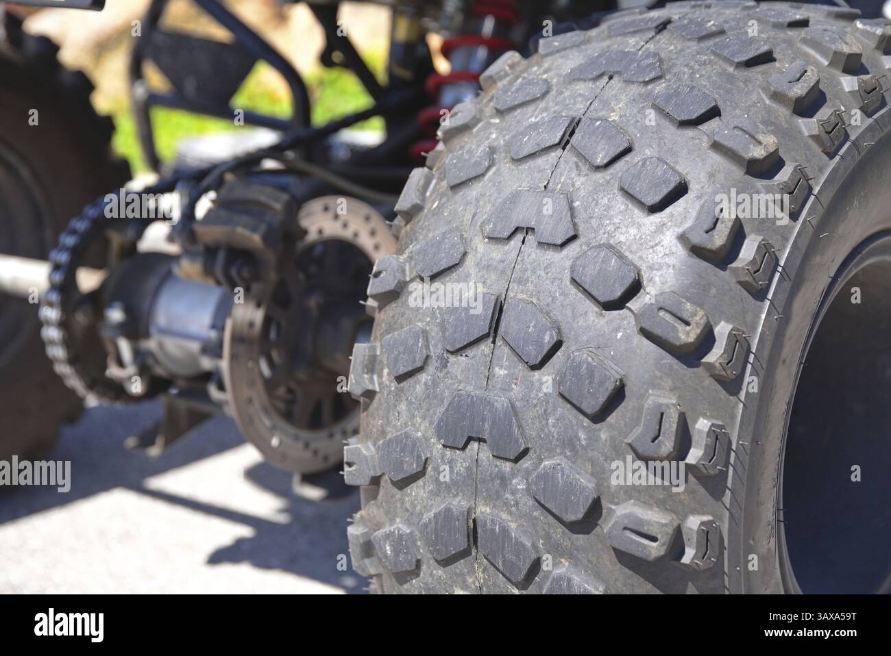 Tyre tread of a quad - ATV as an off-road and leisure vehicle Stock ...