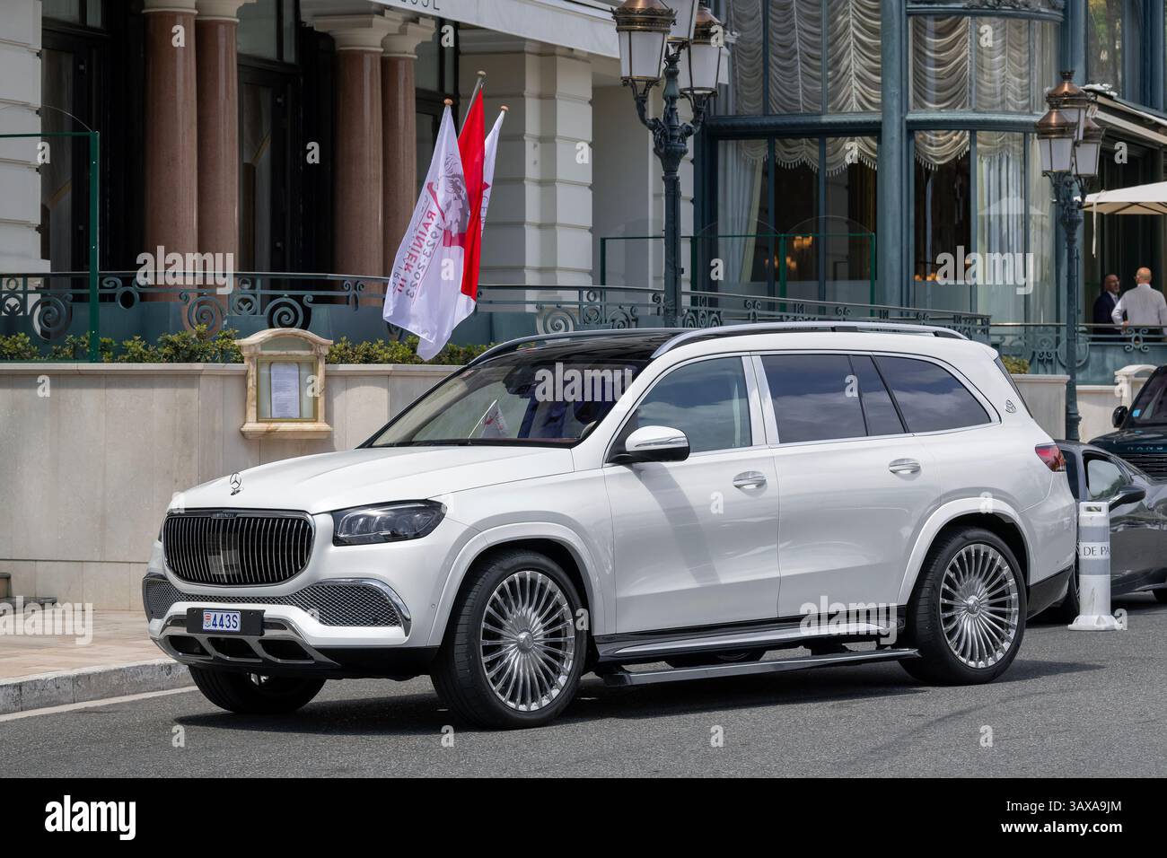 Monte Carlo, Monaco - View on a white Mercedes-Maybach GLS 600 parked ...