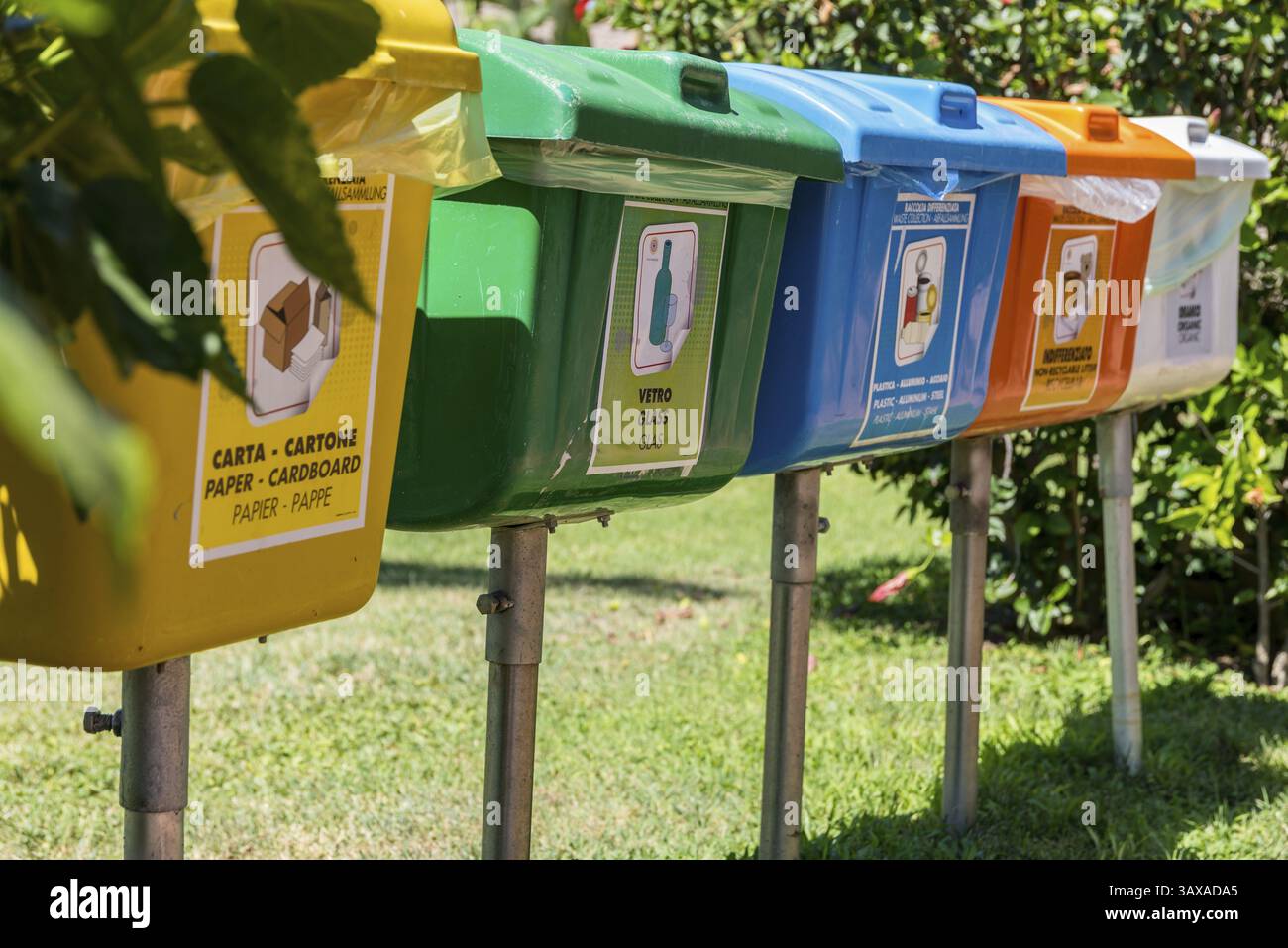 Waste separation system - public colourful collection bins for waste ...
