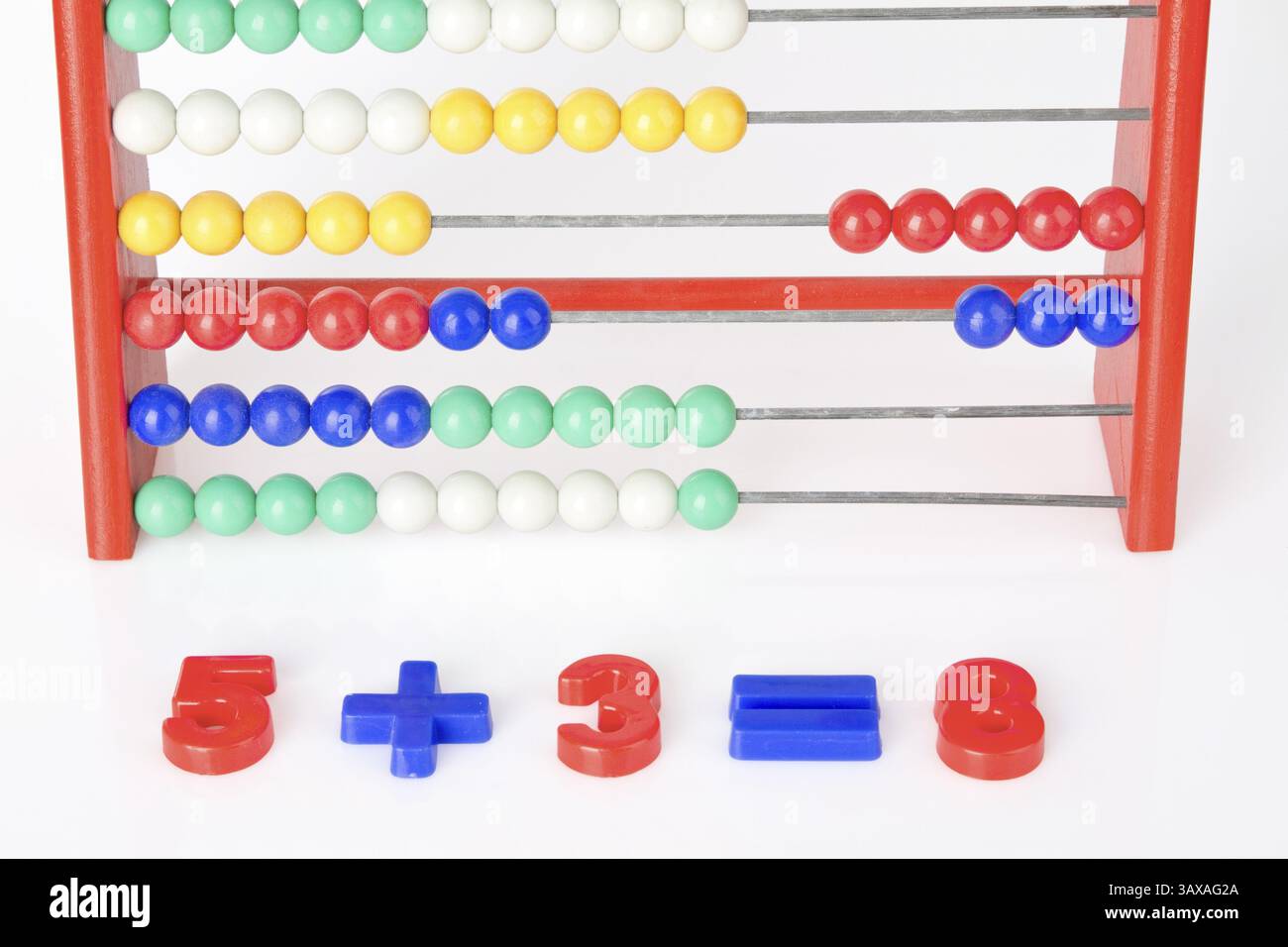 Close-up of a calculation example with abacus close-up of an addition ...