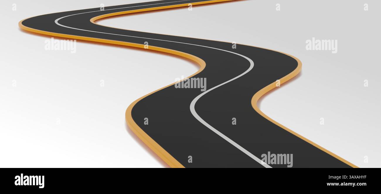 3D winding road isolated on white background. Vector realistic ...
