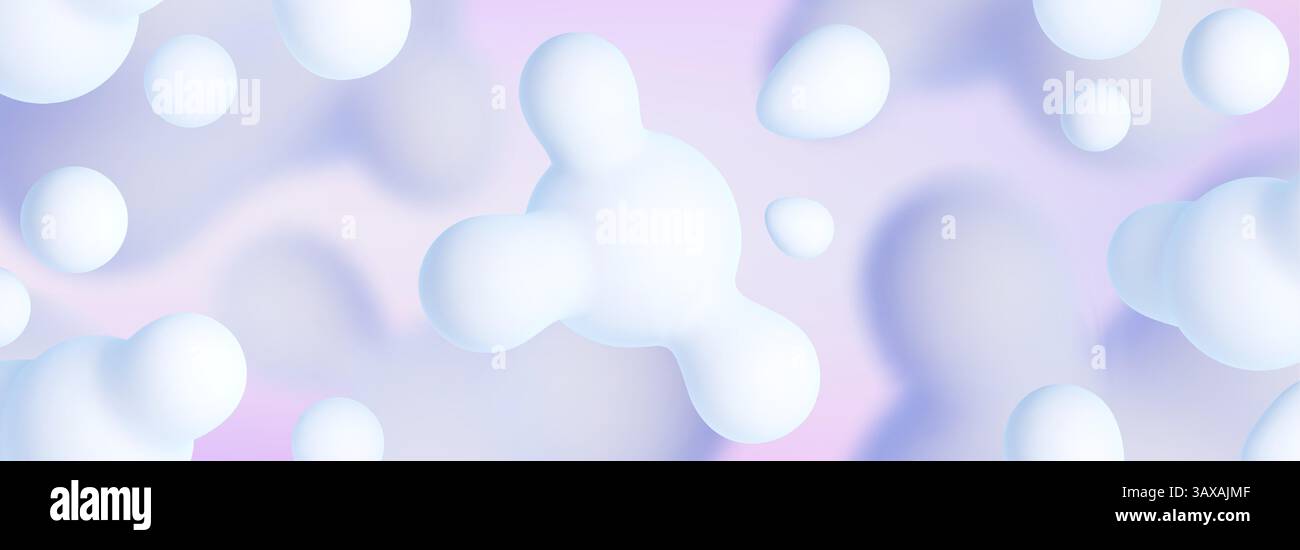Abstract liquid blobs on light blue background. Vector realistic illustration of 3D fluid ...