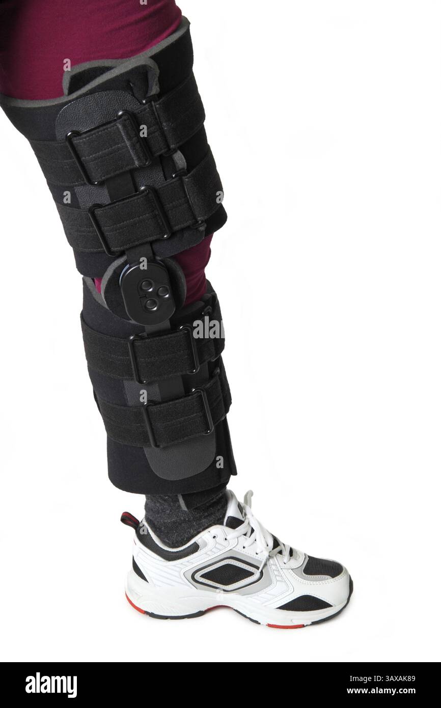 Leg with knee brace Stock Photo - Alamy