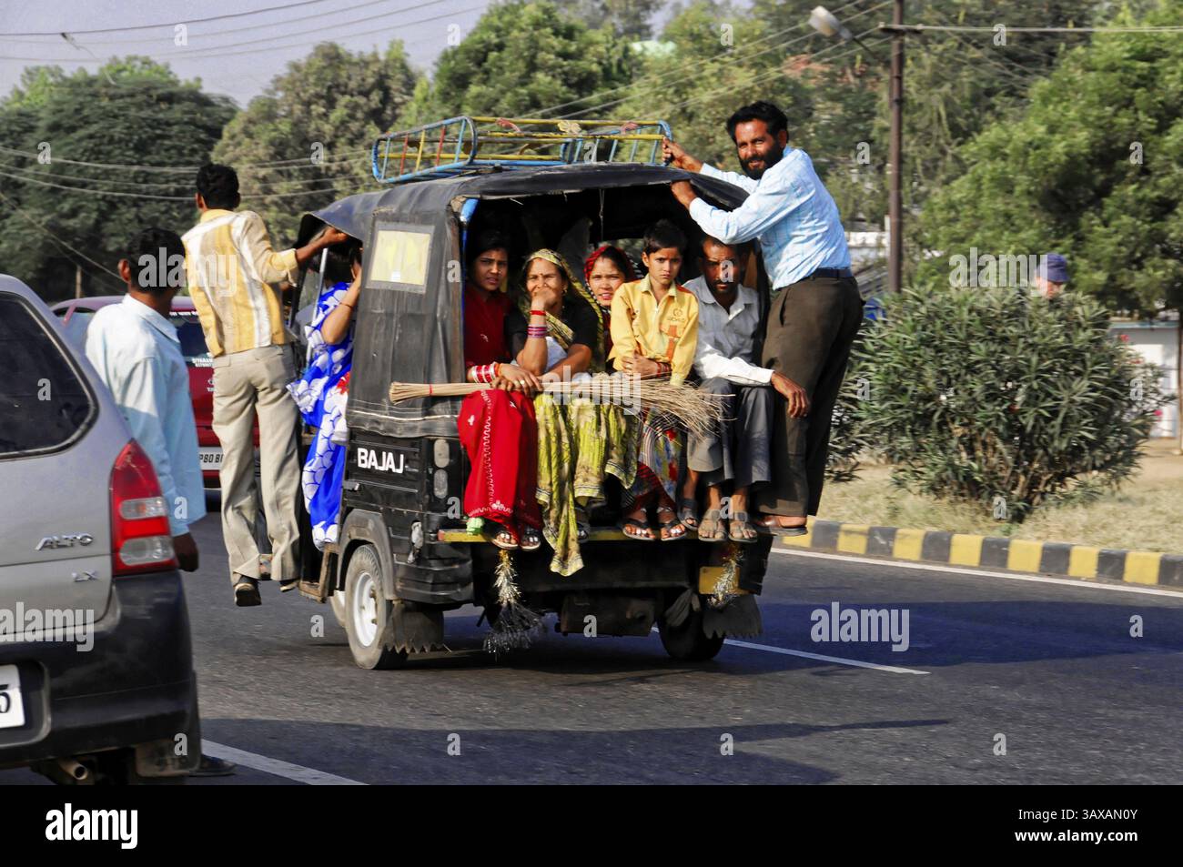 Near Agra, Uttar Pradesh, India, Asia, Crowded autorickshaw with many ...