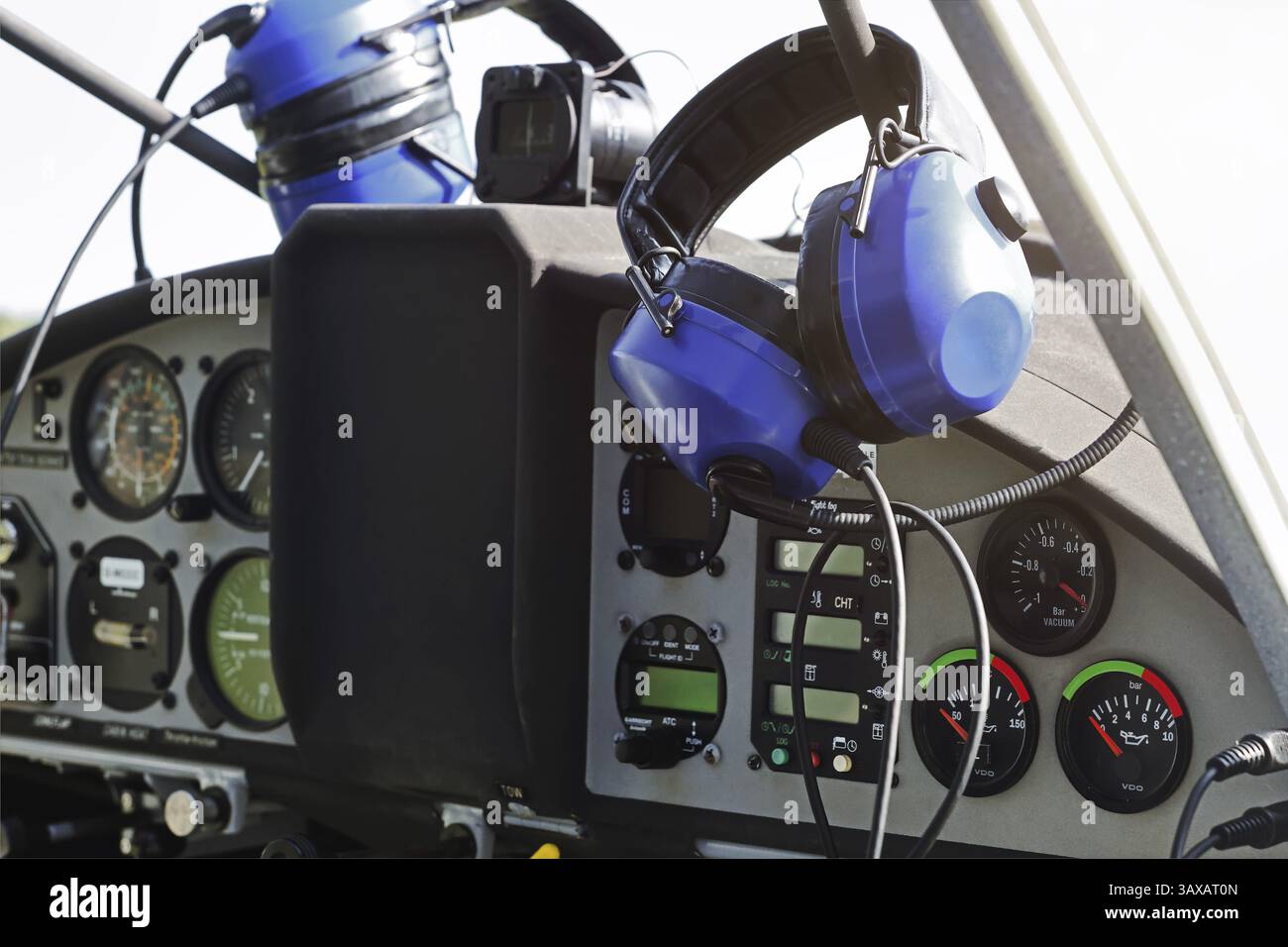 Cockpit in a small aircraft Stock Photo - Alamy