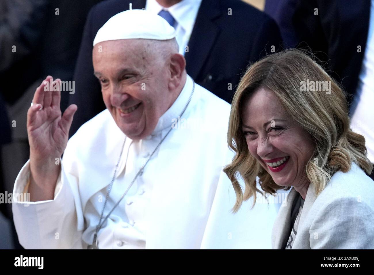 File photo dated 14/06/24 of Pope Francis and Italy's Prime Minister ...