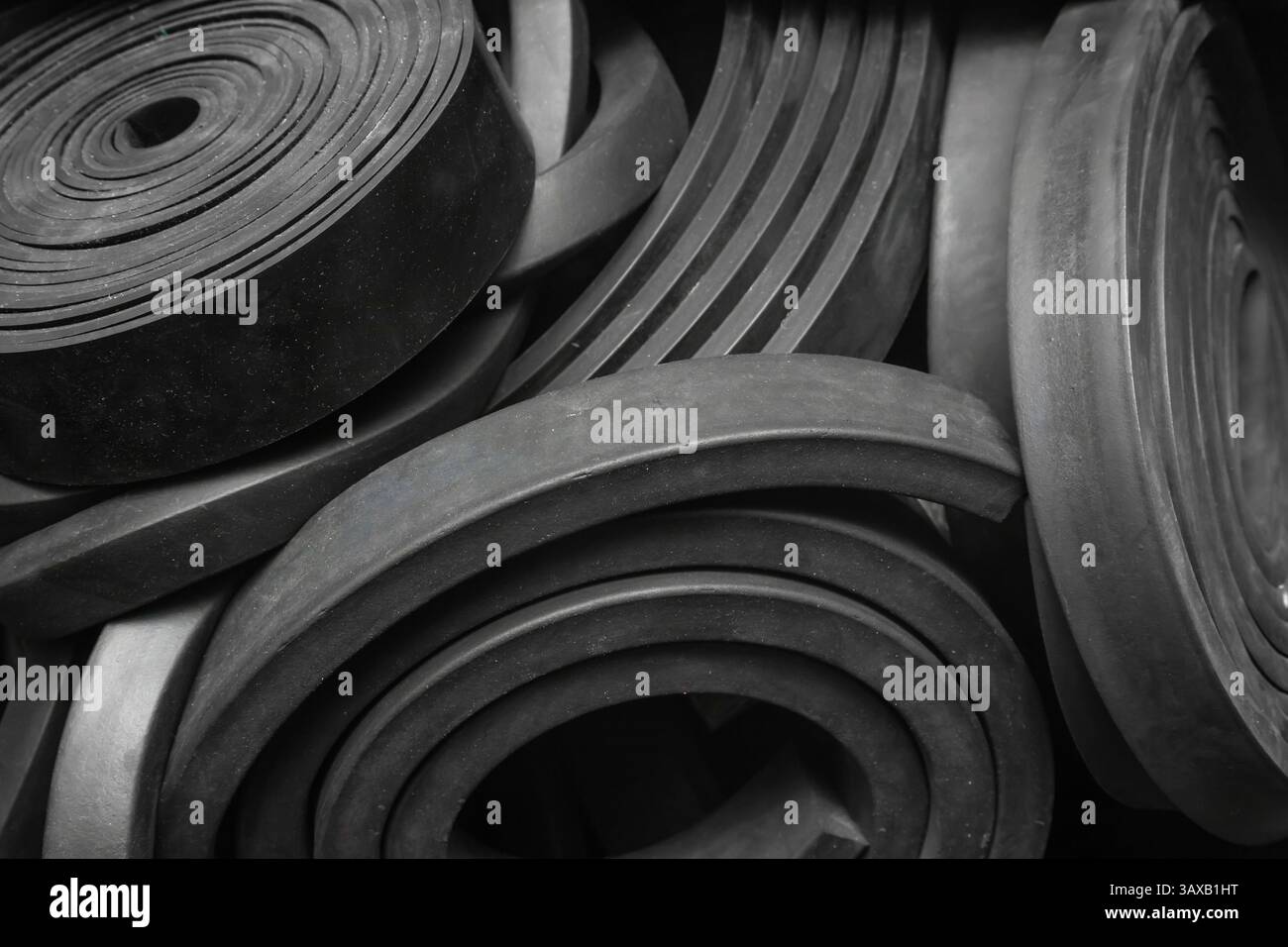 Close-up rubber sealing strips for waterproof doors. A pile of rubber ...