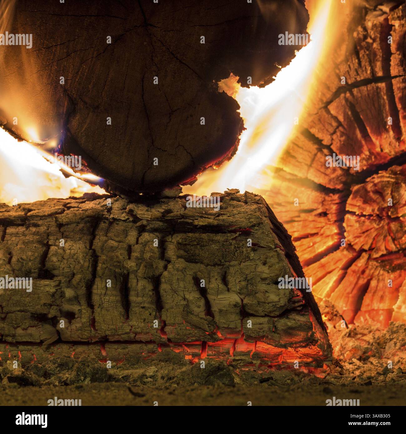 Detail of the hot fire and ember Stock Photo - Alamy