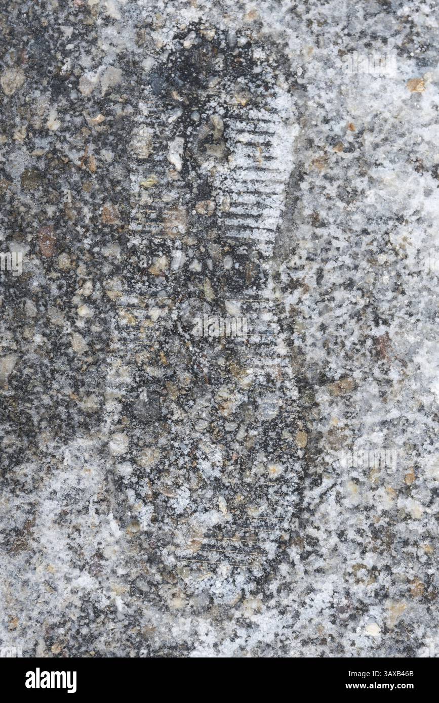 Footprints frozen - shoe sole and shoe profile, footprint frozen Stock ...