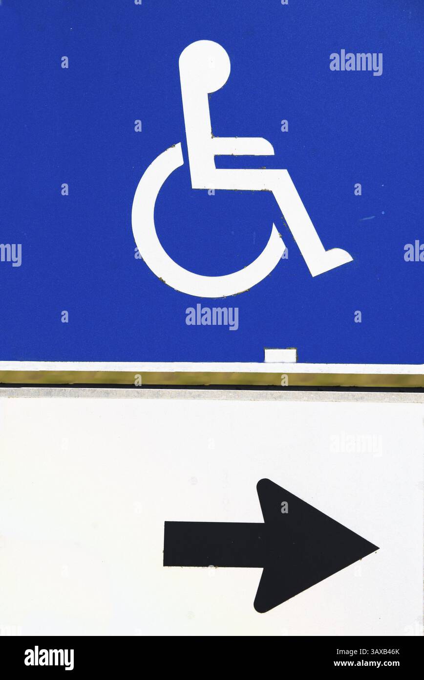 Handicapped accessible - blue sign for wheelchair users, barrier-free ...