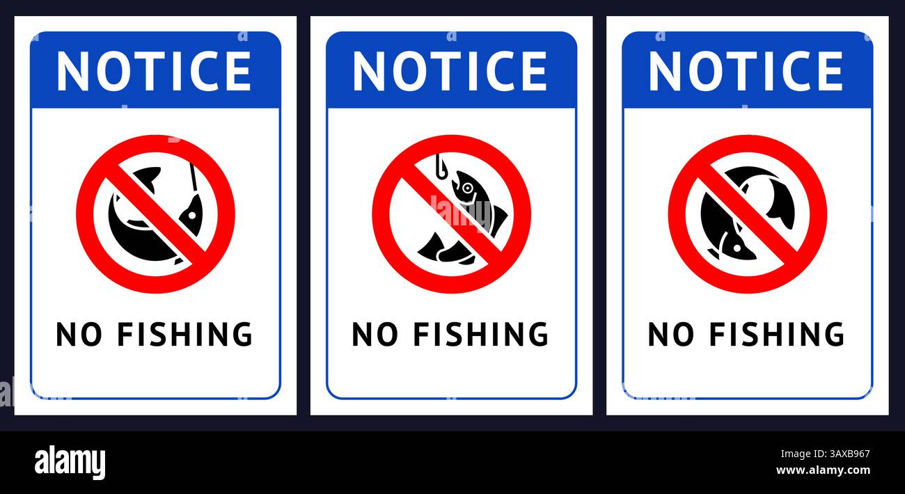 Label No fishing, poster set vector illustration for print Stock Vector ...