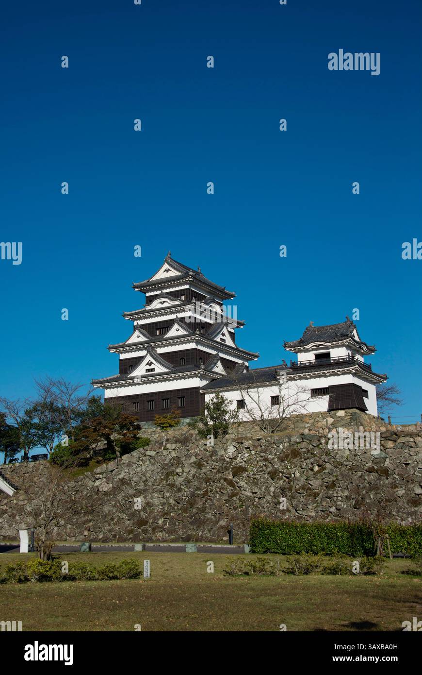 Photo shows Ozu Castle in Ozu City, Ehime Prefecture, Japan. The castle ...