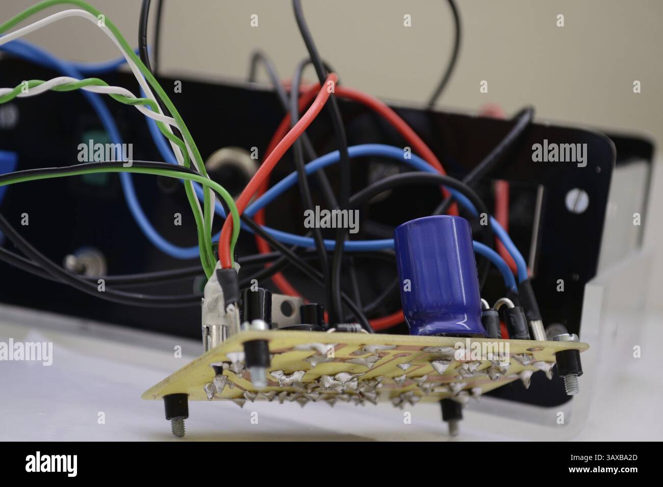 Electronic circuit board with capacitor, connections and wires Stock ...