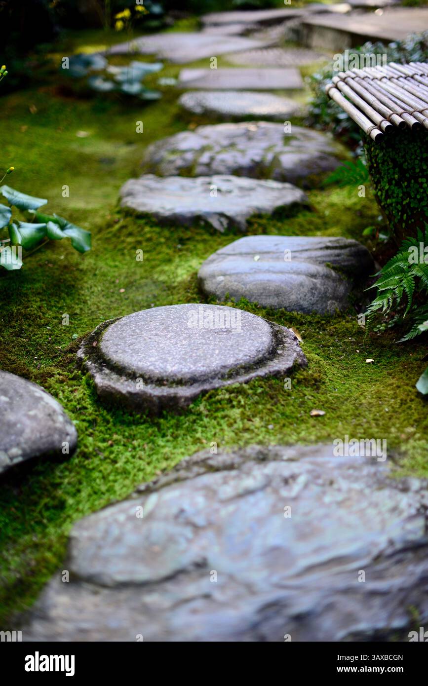Photo shows the path running through the garden at Garyu Sanso villa in ...