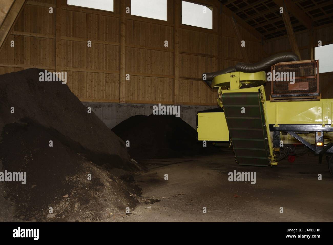 Composting screening plant and finished compost Stock Photo - Alamy