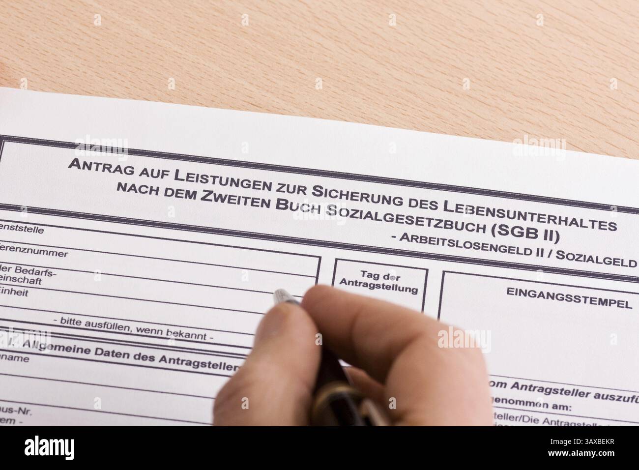 Hand fills out Hartz IV application Stock Photo - Alamy