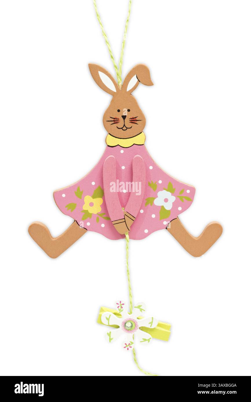 Wooden Easter bunny hanging on white background wooden easter bunny ...