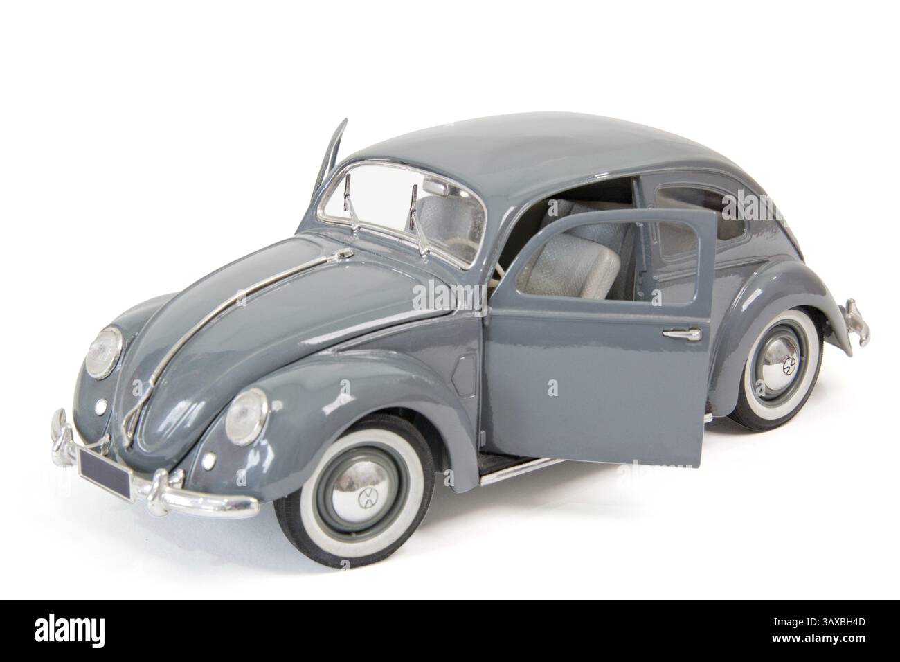 Grey VW Beetle as model car on white background Grey beetle as model ...