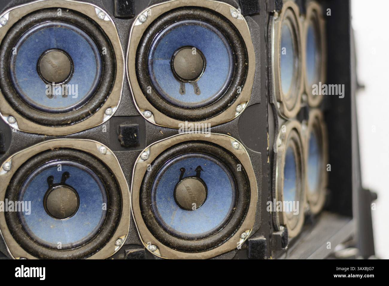 Old nostalgic loudspeaker boxes for music and volume Stock Photo - Alamy