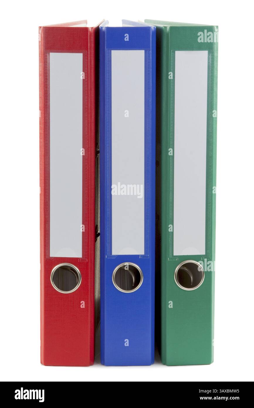 Three unlabelled file folders - cut out on white Stock Photo - Alamy