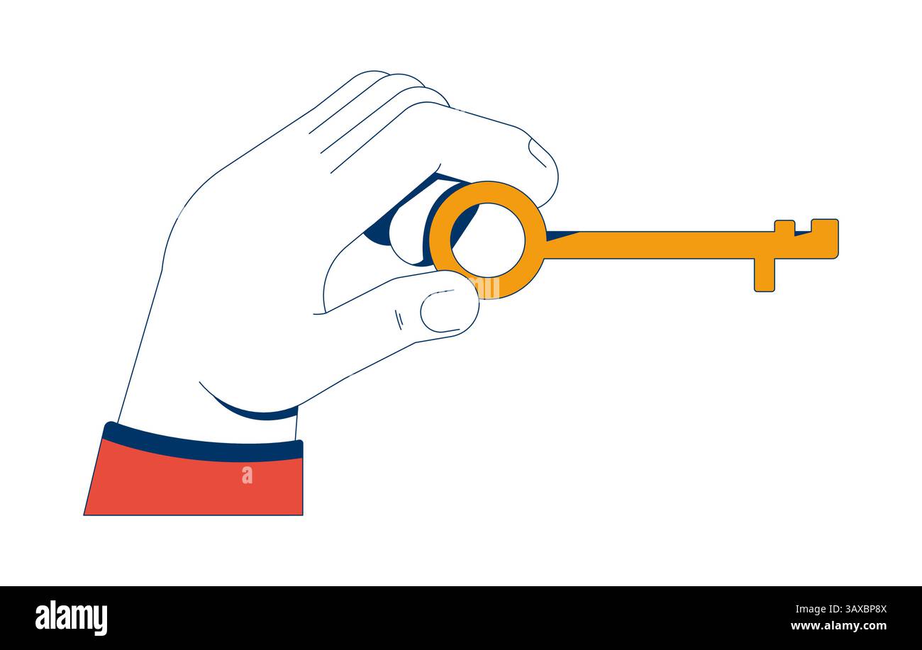 Hand holding vintage-style golden key vector illustration Stock Vector ...