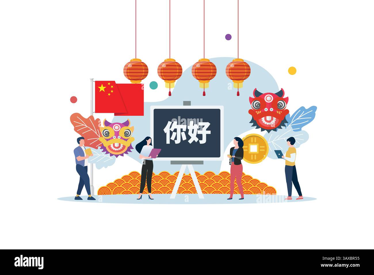 Asia school teacher student Stock Vector Images - Alamy