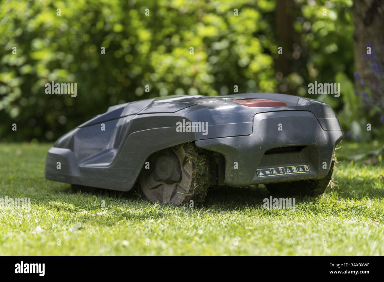 Robot mower - controlled automated lawn mowing, robot lawn mower Stock ...