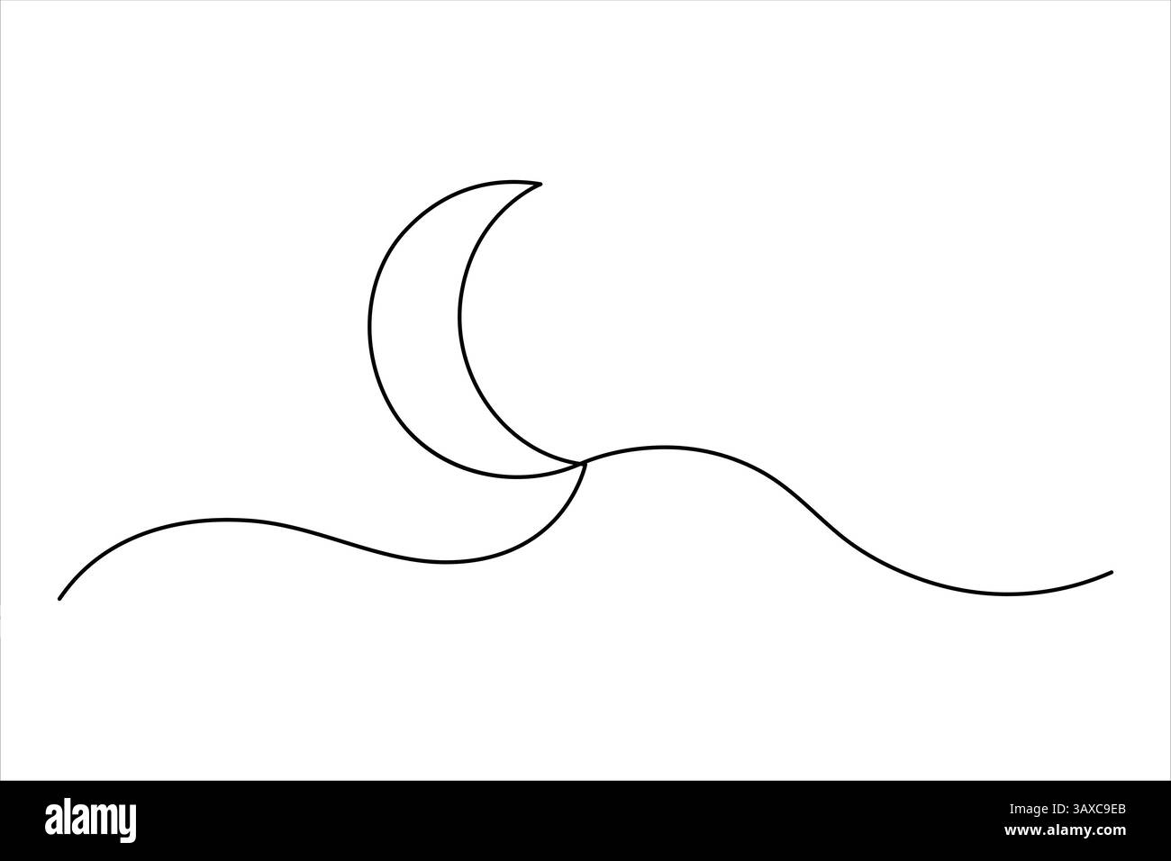 Crescent moon continuous one line art drawing of isolated outline ...