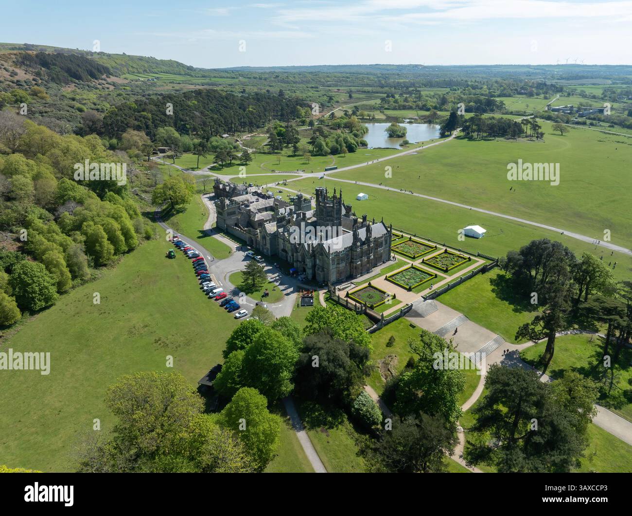 Editorial Port Talbot, UK - April 20, 2025: An aerial view of Margam ...