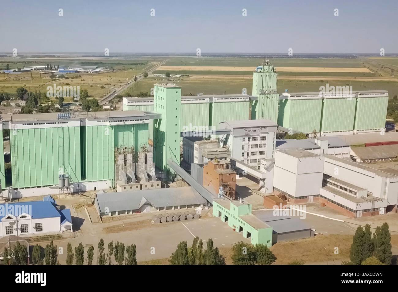 Grain elevator, Grain terminal in a rural village Stock Photo - Alamy