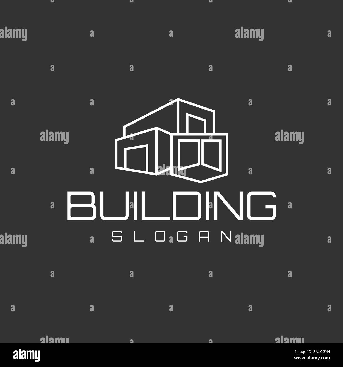 Minimalist vector logo design of a modern building in line art style. Ideal for real estate ...