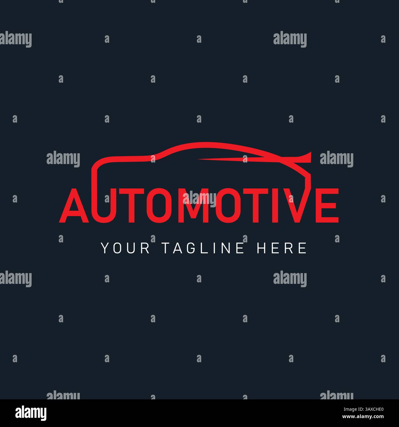 Minimalist Abstract Car With Red Line Style Automotive Logo Vector ...