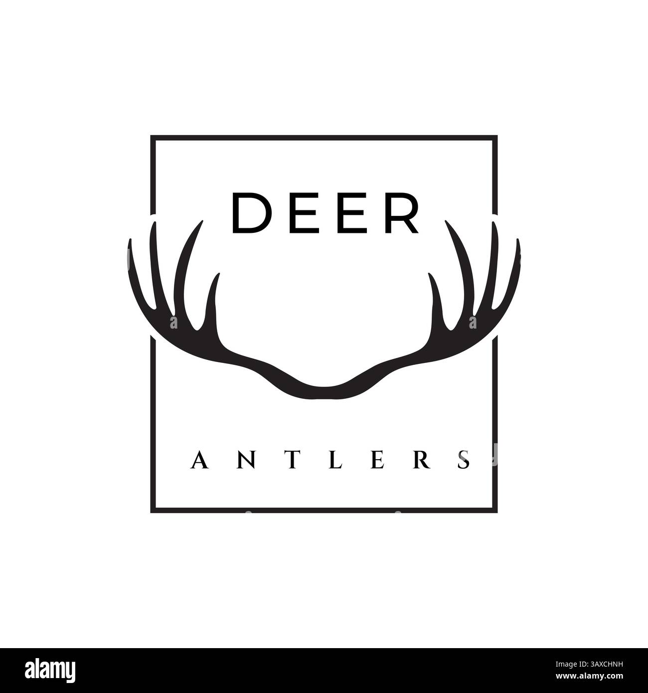 Minimalist Vector Design of Emblem or Label with Deer Antlers. For ...