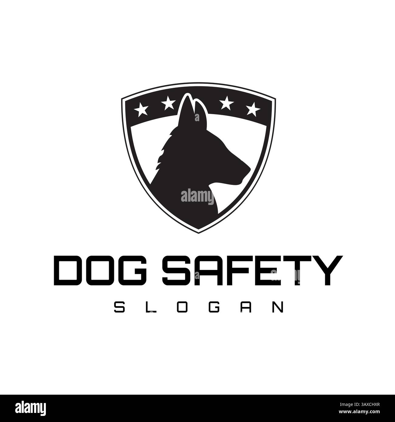 Shepherd Dog Silhouette Shield with Star Security Logo Emblem Design ...