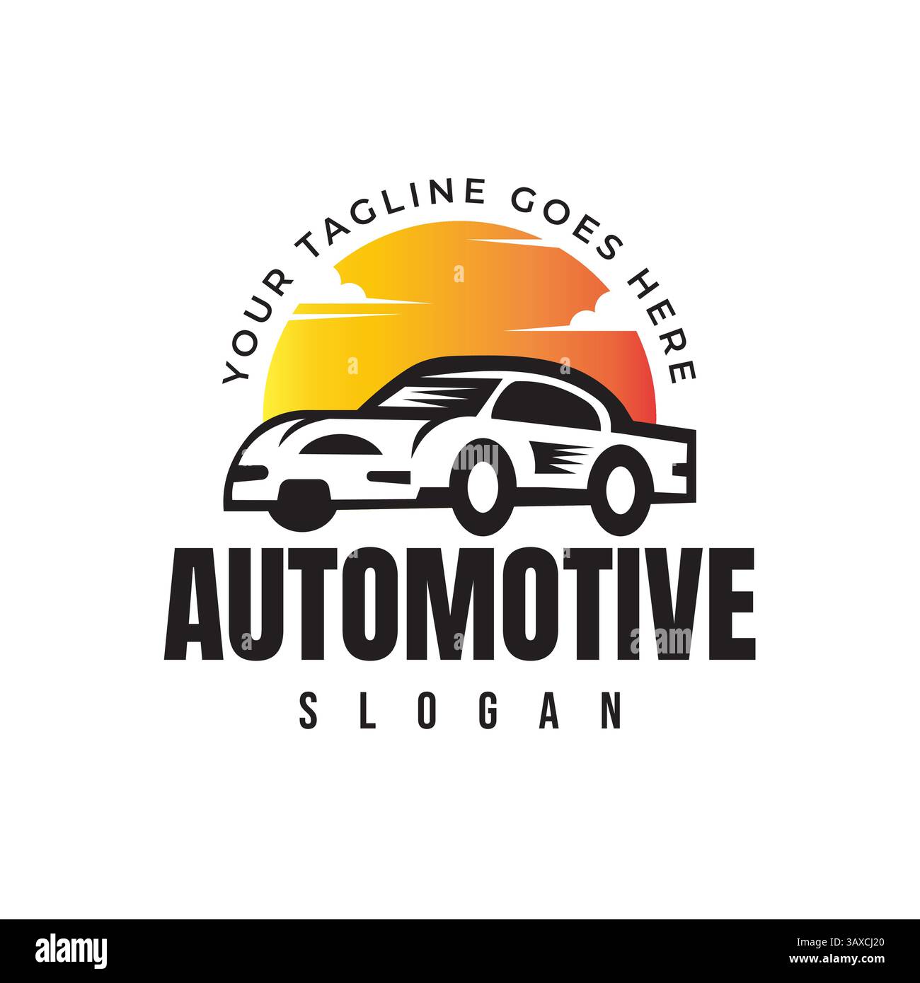 Vector logo design featuring a sporty car silhouette with a stylized ...