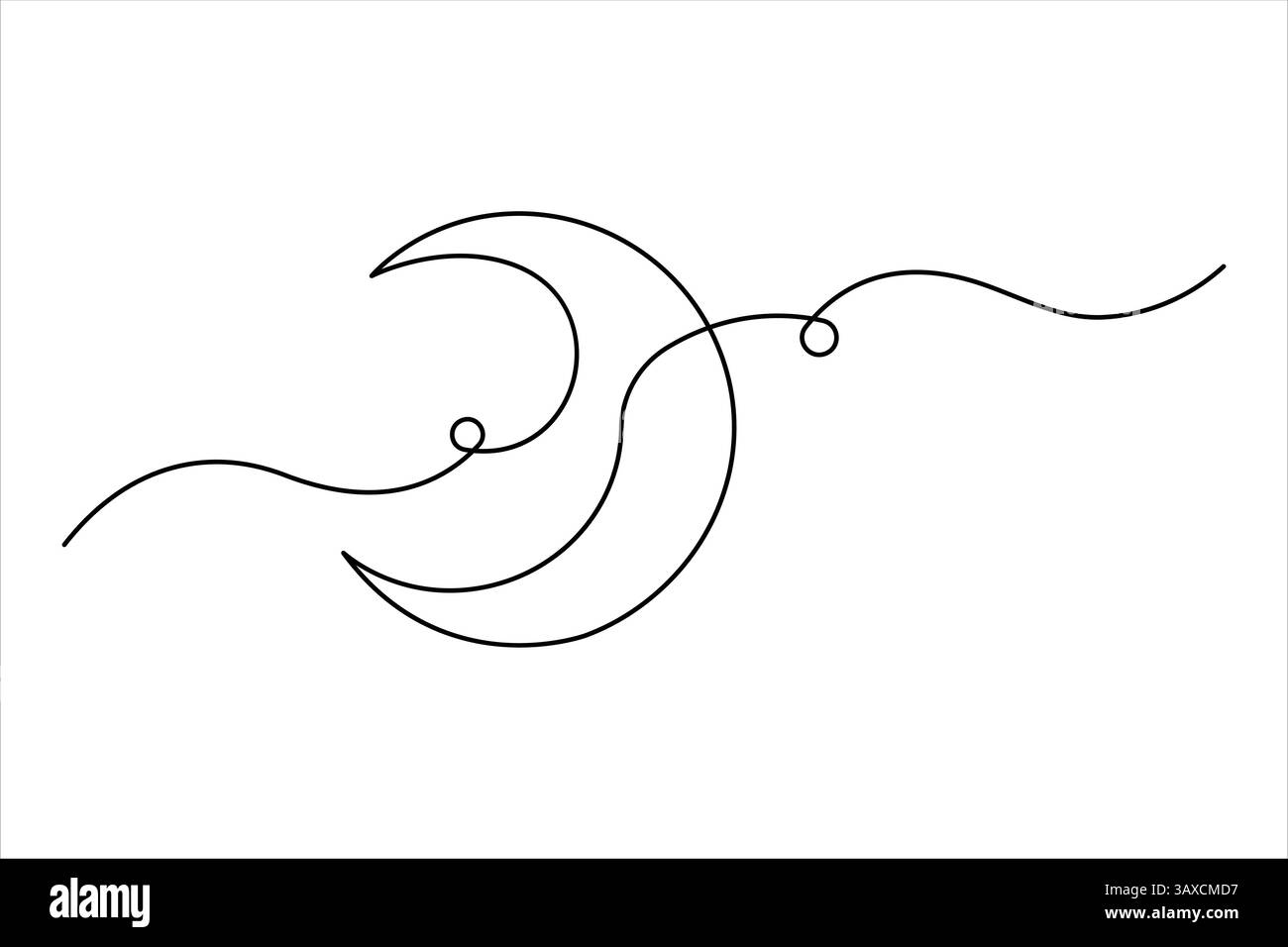 One continuous line of crescent moon design of outline vector ...