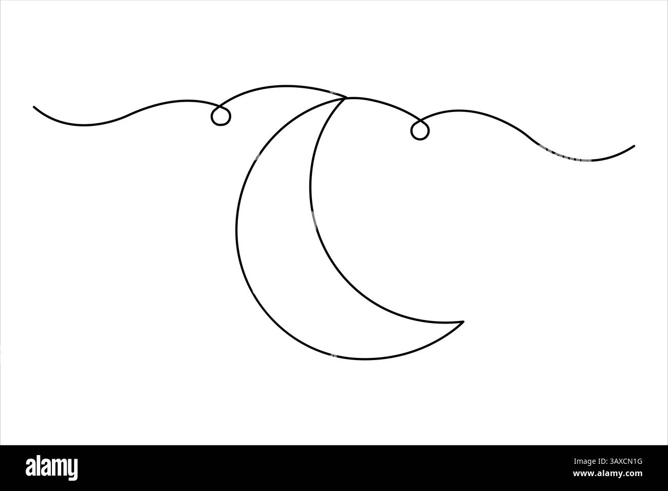 One continuous line of crescent moon design of outline vector ...