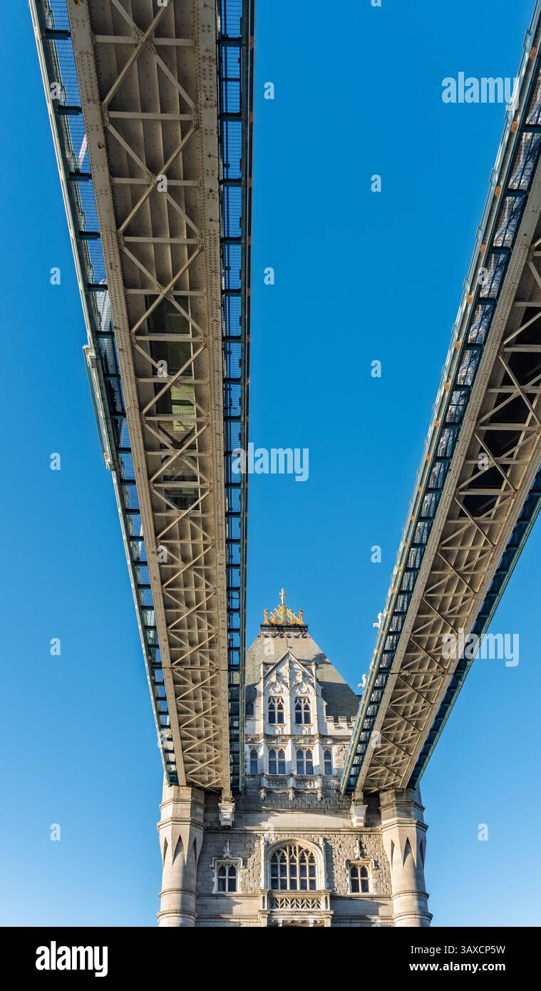 Tower bridge bascule converging on victorian gothic architecture ...