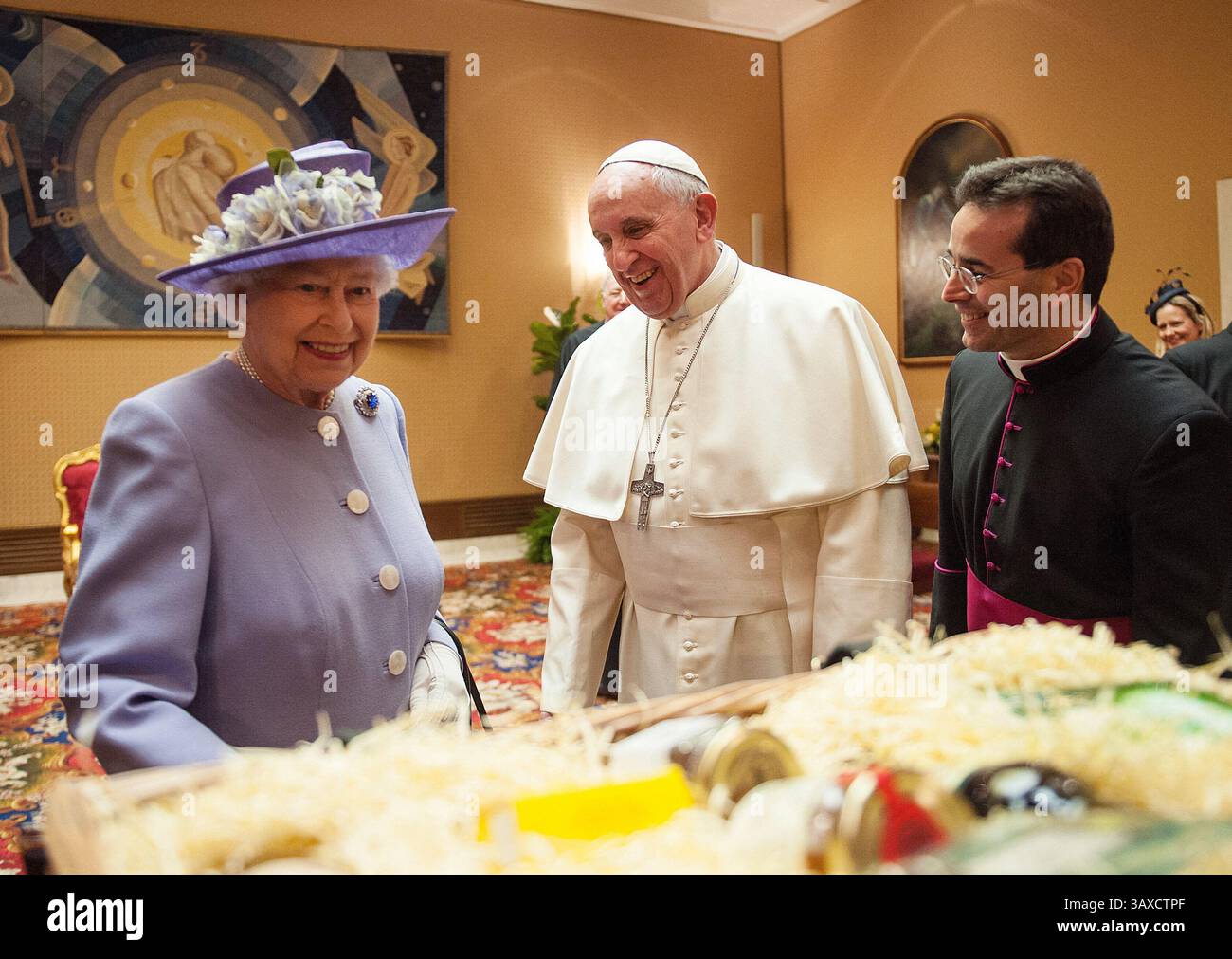 File photo - Queen Elizabeth II and her husband Prince Philip met Pope Francis for the first ...