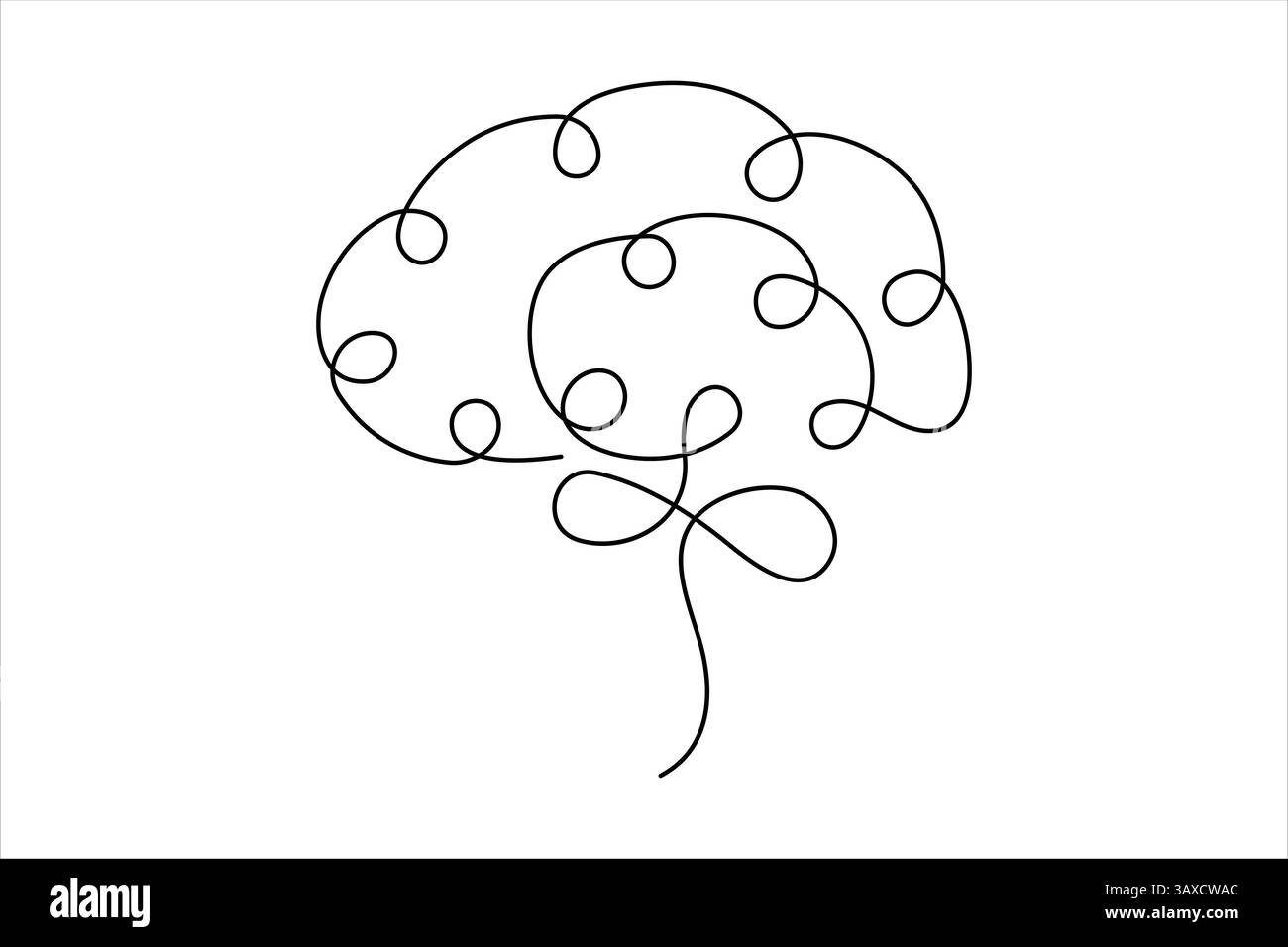 One line art brain silhouette design, Logo design, Hand drawn ...