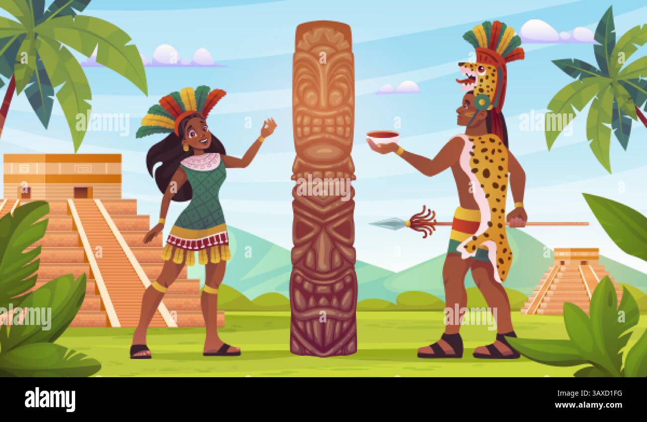 Maya tribe ritual. Mayan aztec inca tribe dance at teotihuacan pyramid ...