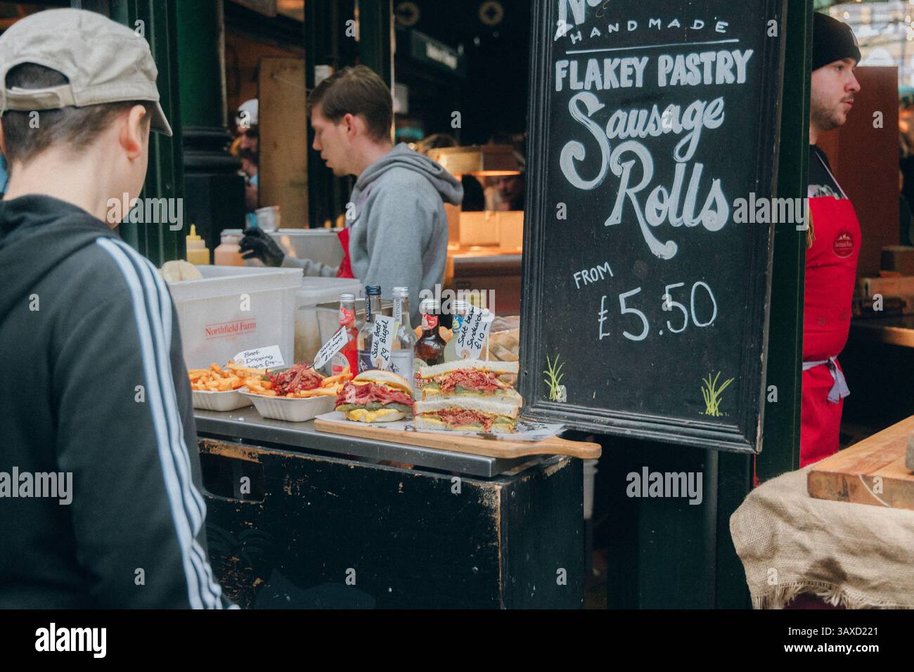Pastrami Sandwich at Food Stand at Borough Market in London, UK Stock ...