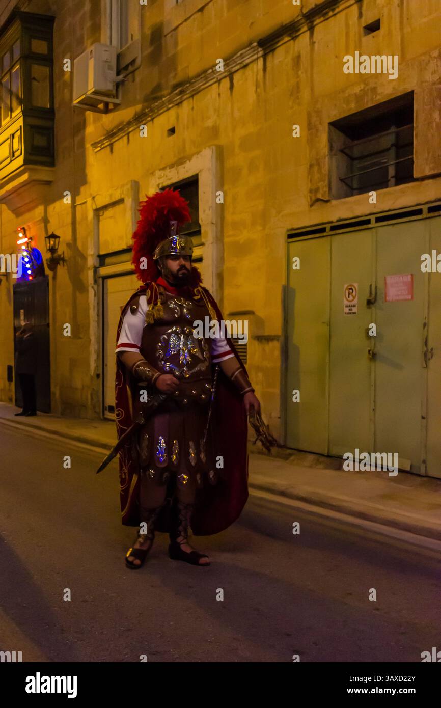COSPICUA, MALTA - APRIL 18th, 2025 Historical Reenactor In Ornate Roman ...
