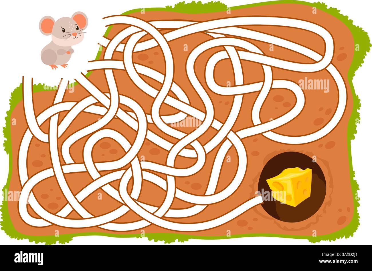 Mouse labyrinth game. Cartoon cute rat find cheese maze puzzle kid ...