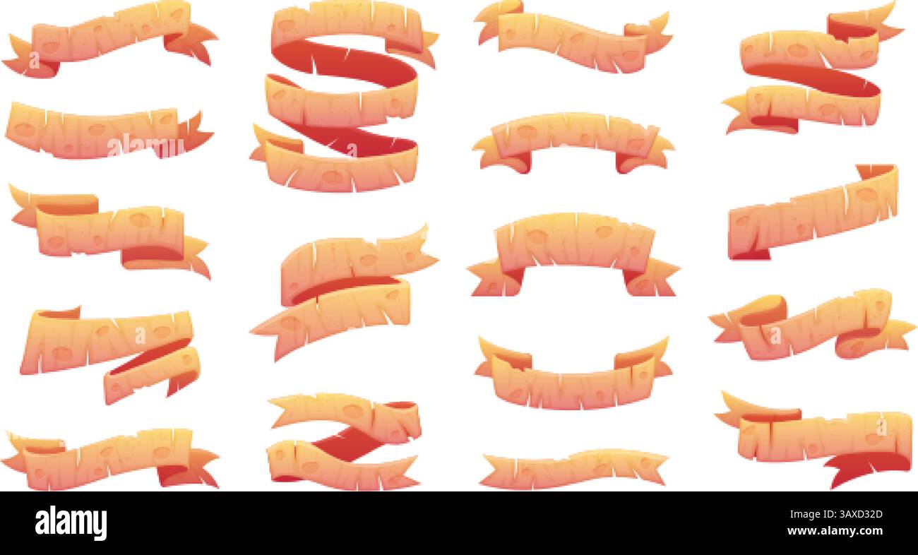 Cartoon parchment ribbons. Old paper scroll, vintage medieval banner ...